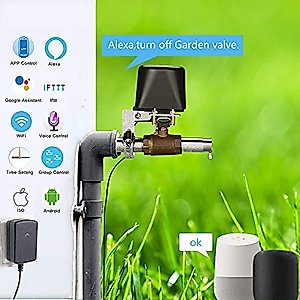Yasorn Smart Wifi Water Valve, Water/Gas Shut Off Valve Voice Control Timing Controller Compatible with Alexa Google Assistant Automatic Valve work with iOS/Android