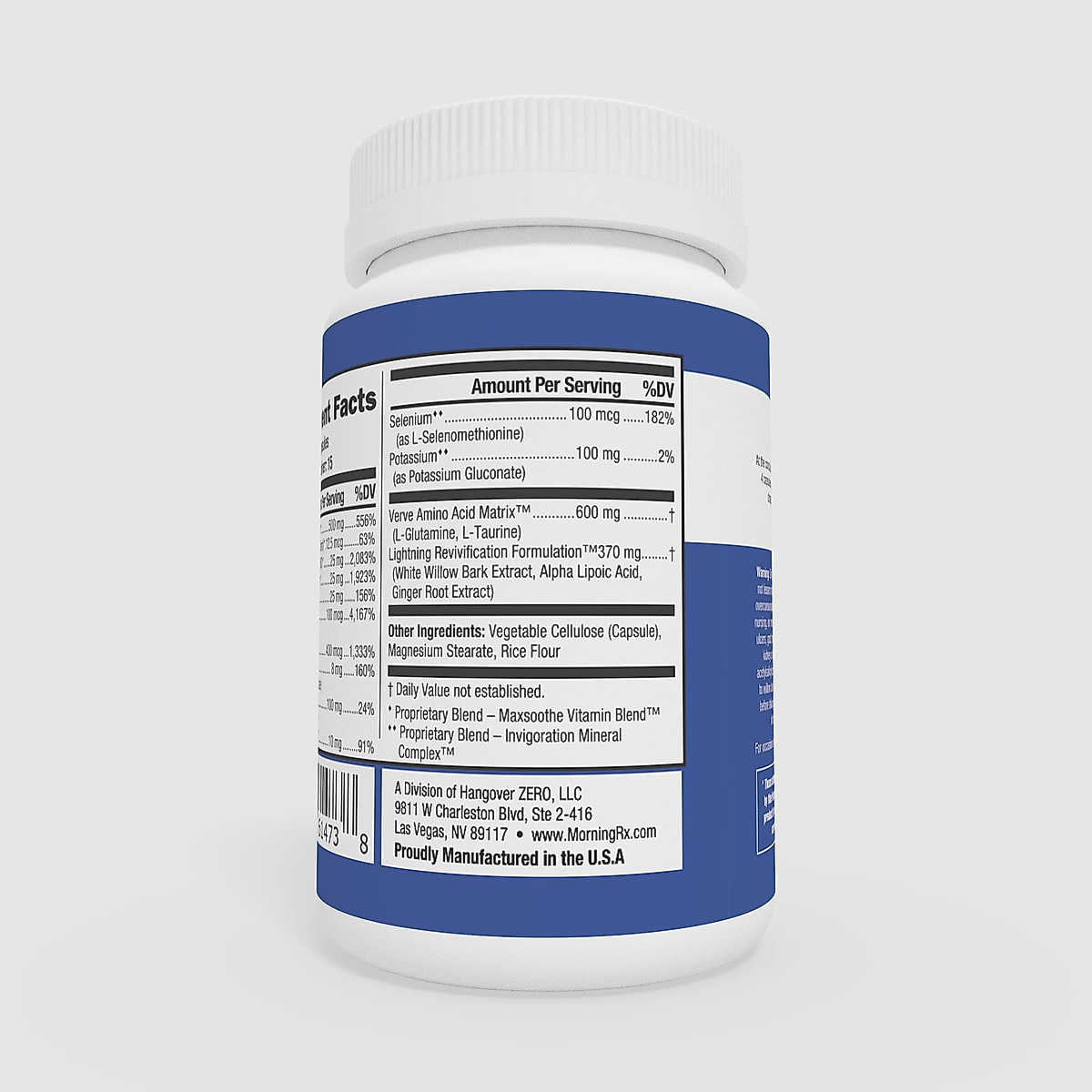Morning RX - Post Party Pills for Better Mornings 60 Caps, Dehydration Supplement - Vitamins, Electrolytes, Magnesium, Potassium, Zinc - No Gluten, Caffeine or Hocus Pocus - Why Suffer After Drinking?