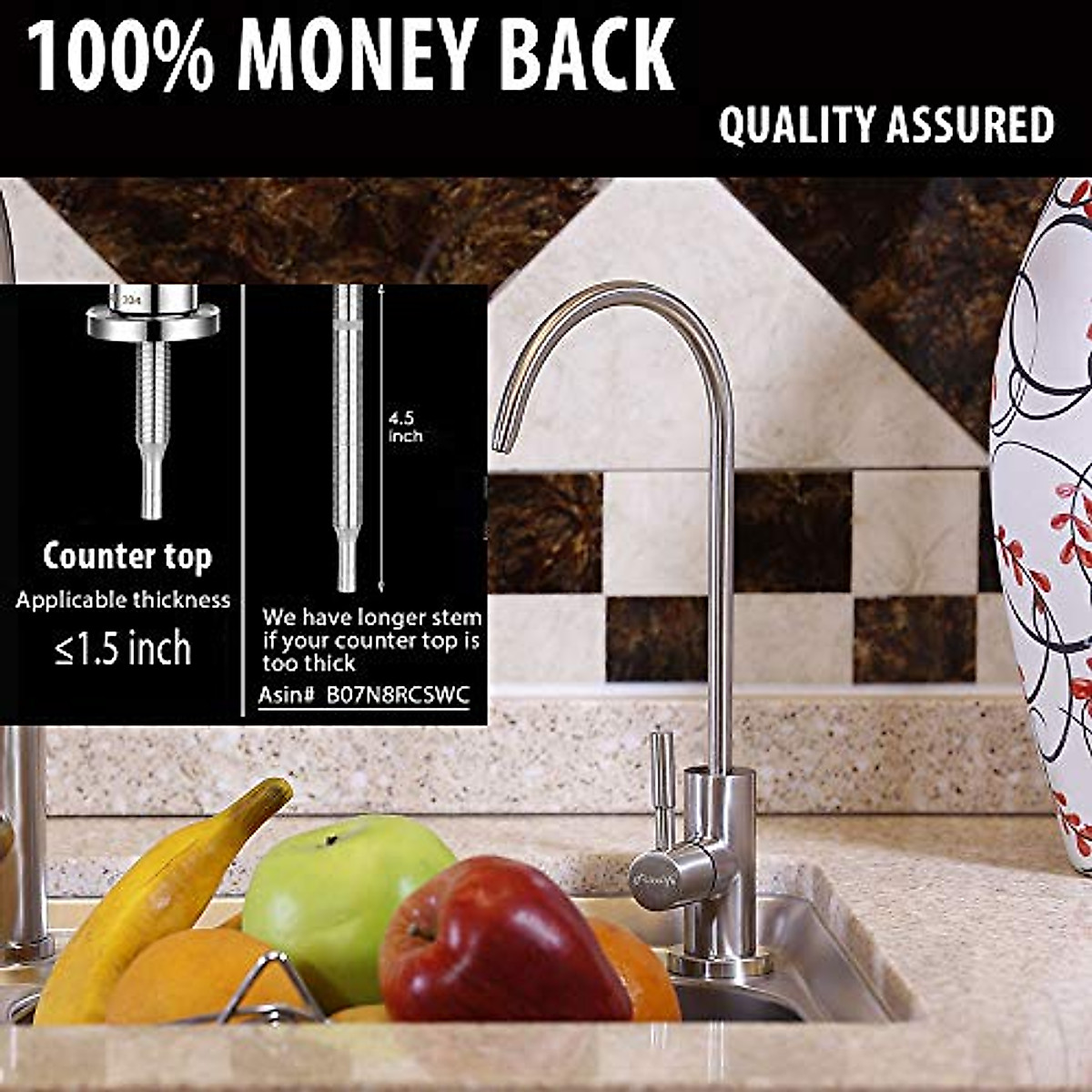 Frizzlife RO Water Filter Faucet- Drinking Water Faucet fits Most Reverse Osmosis Water Filtration System-SUS304 Stainless Steel with Brushed Nickel