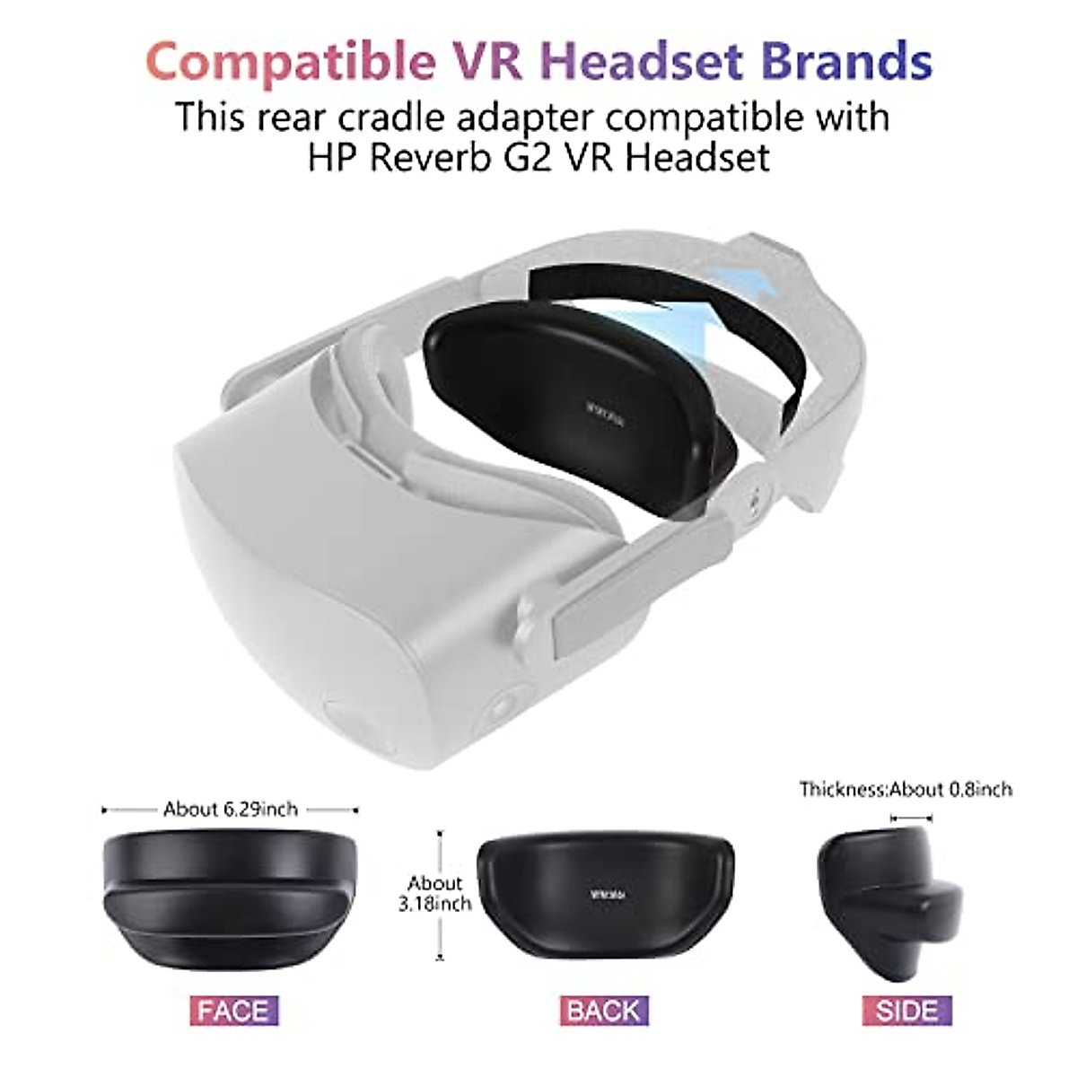 VR Head Rear Pad Replacement for HP Reverb G2 and Valve Index VR Headset Memory Foam Back Sponge Adjustable Portable Cradle Fit Small Head（Compatible with More Similar VR Headset）