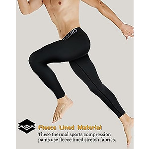 5 Pack Men's Thermal Compression Pants Fleece Lined Sports Tights Athletic Leggings Cold Weather Baselayer Winter Gear L