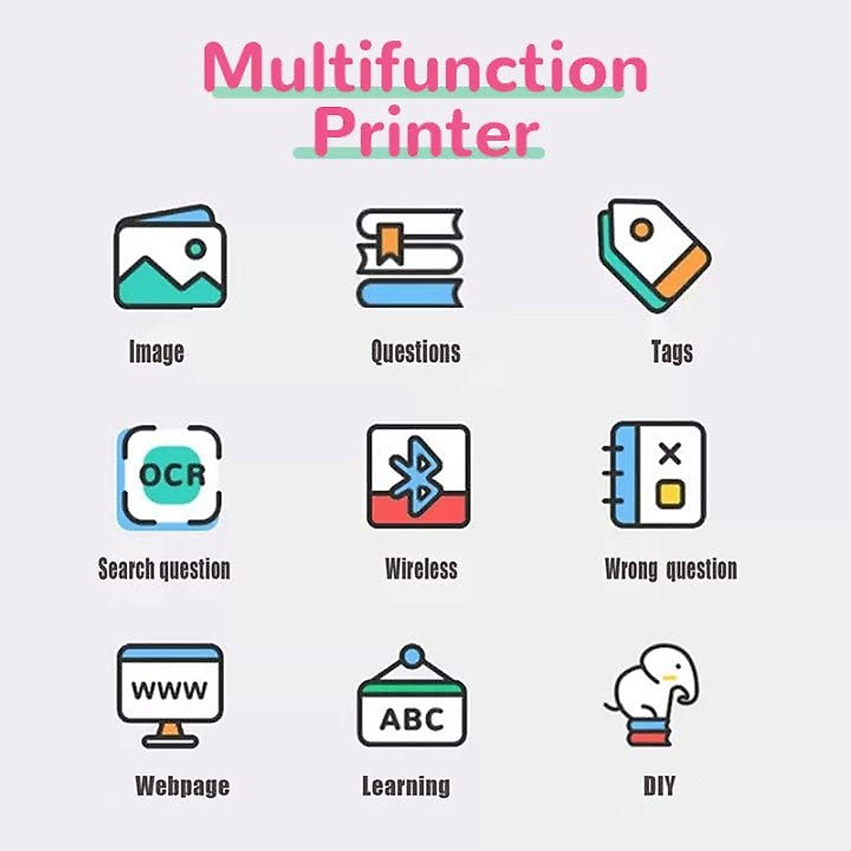 SENOY Portable Mini Thermal Printer, Mini Bluetooth Rechargeable Portable Mobile Printer Compatible with iOS + Android for Print Pictures, Labels, Notes (5 Rolls HD Printing Paper)