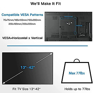 Full Motion TV Wall Mount Bracket Swivel Heavy Duty Articulating Arms Tilt for 13-42” LED LCD Flat Curved TV Screen Monitor TVs, VESA Up to 200x200mm, Weight Capacity Up to 77lbs