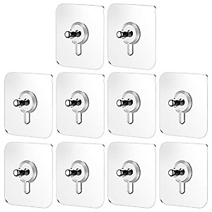 Cabilock Shower Curtain Hooks Shower Curtain Hooks Wall Hooks 10pcs Adhesive Hooks Self-Adhesive Hooks Adhesive Pads Wall Screw Stickers Shower Curtain Hooks Wall Hooks Wall Hooks