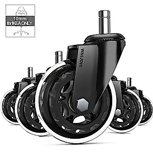 Home Office Chair Wheels for IKEA Chair, WASJOYE Set of 5 Rolling Chair Replacement Casters, Heavy Duty Gaming Computer Desk Rubber Caster for Hardwood Tile Carpet Floor Protection
