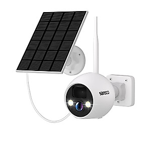 SANSCO Wire-Free Solar Battery Powered Security Camera, 4MP Outdoor WiFi IP Camera with Solar Panel, Waterproof,PIR Human Motion Detection, Night Vision, 2 Way Audio