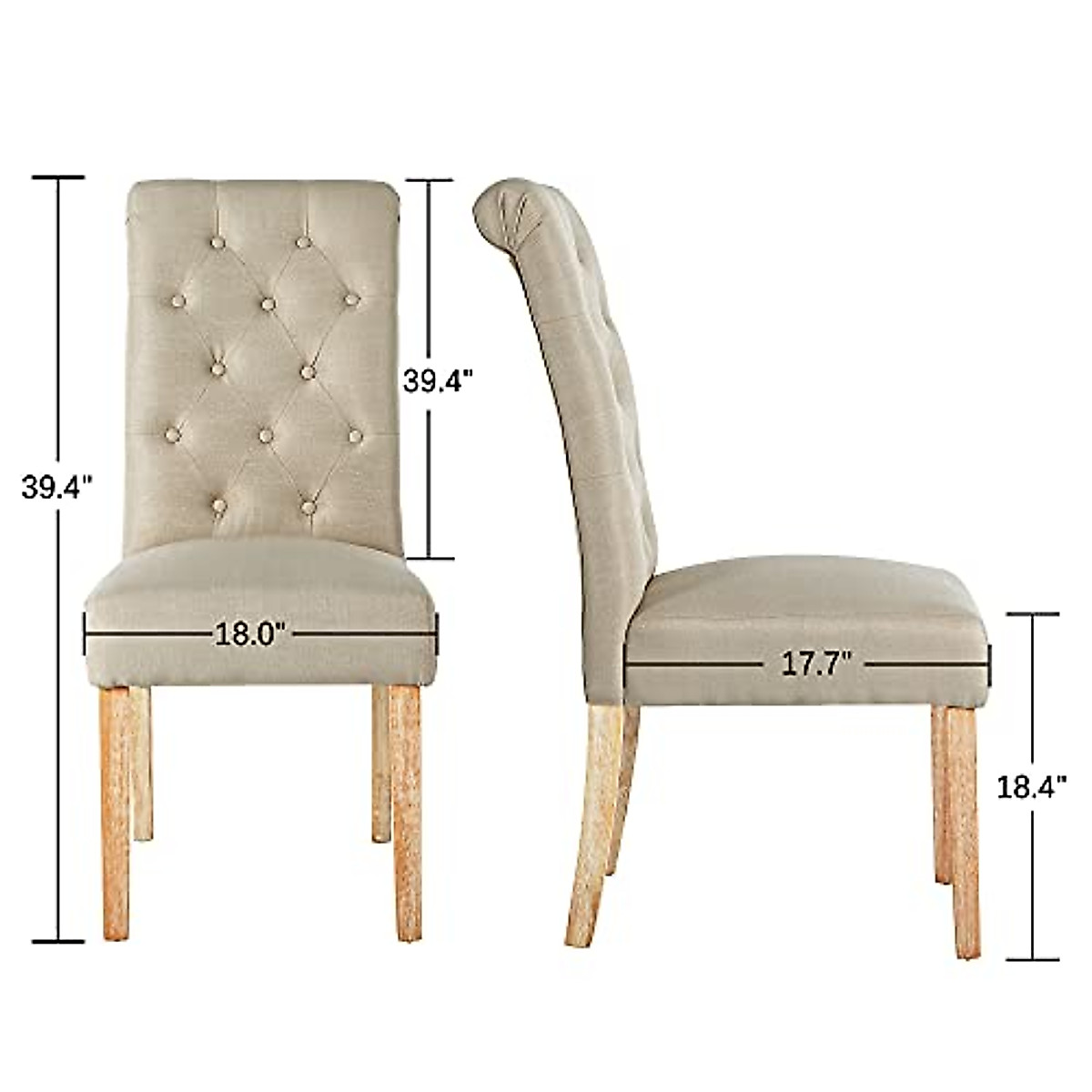 NOBPEINT Tan Fabric Upholstered Dining Chairs Solid Wood Legs, Set of 4