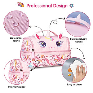 NOHOO Kids Lunch Bag, Insulated lunch bag Cooler Reusable Bilayer Lunch box tote for Women, Girls, Men, Boys, Schools, Offices, Work, Travel, Picnic,Party(Unicorn)