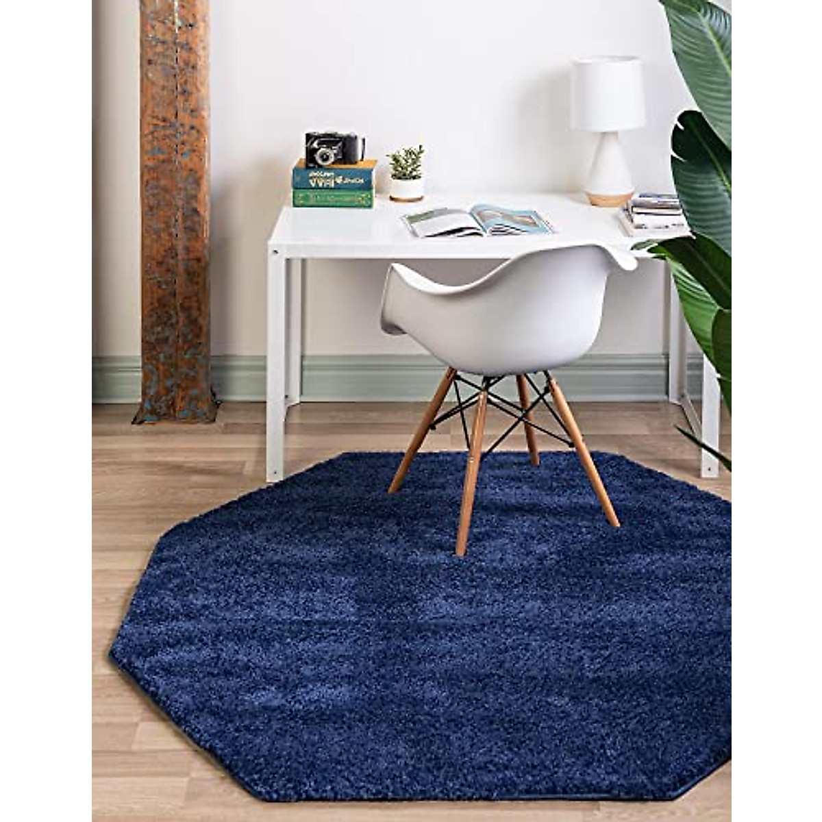 Unique Loom Solo Collection Area Rug - Calabasas (7' 11" Octagon, Navy Blue)