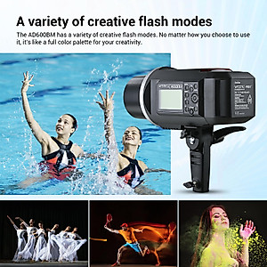 Godox AD600BM Outdoor Flash Strobe Light, 600Ws Bowens Mount Flash Monolight, 2.4G Wireless X System, GN87 1/8000 HSS Portable Lamp, with Godox AD-R6 Standard Reflector, 80cmX80cm /32"X32"Softbox