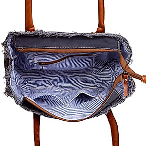 Ruzioon Upcycled Canvas Hand Bag, Canvas & Cowhide Tote Bag, Canvas Tote Bag, Cowhide Leather Handbags, Canvas Shoulder Bags for Women