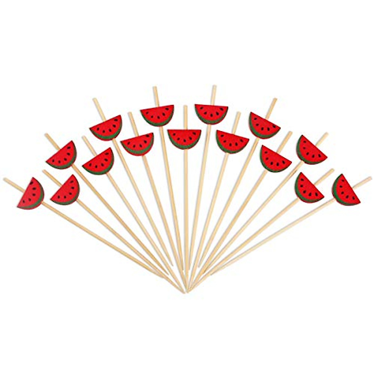 Minisland Mix-colored Fruits Watermelon Pineapple Leaf Cocktail Toothpicks 4.7 Inch Long Bamboo Skewers for Appetizers Drinks Hawaiian Party Food Picks 100 Counts- MSL115