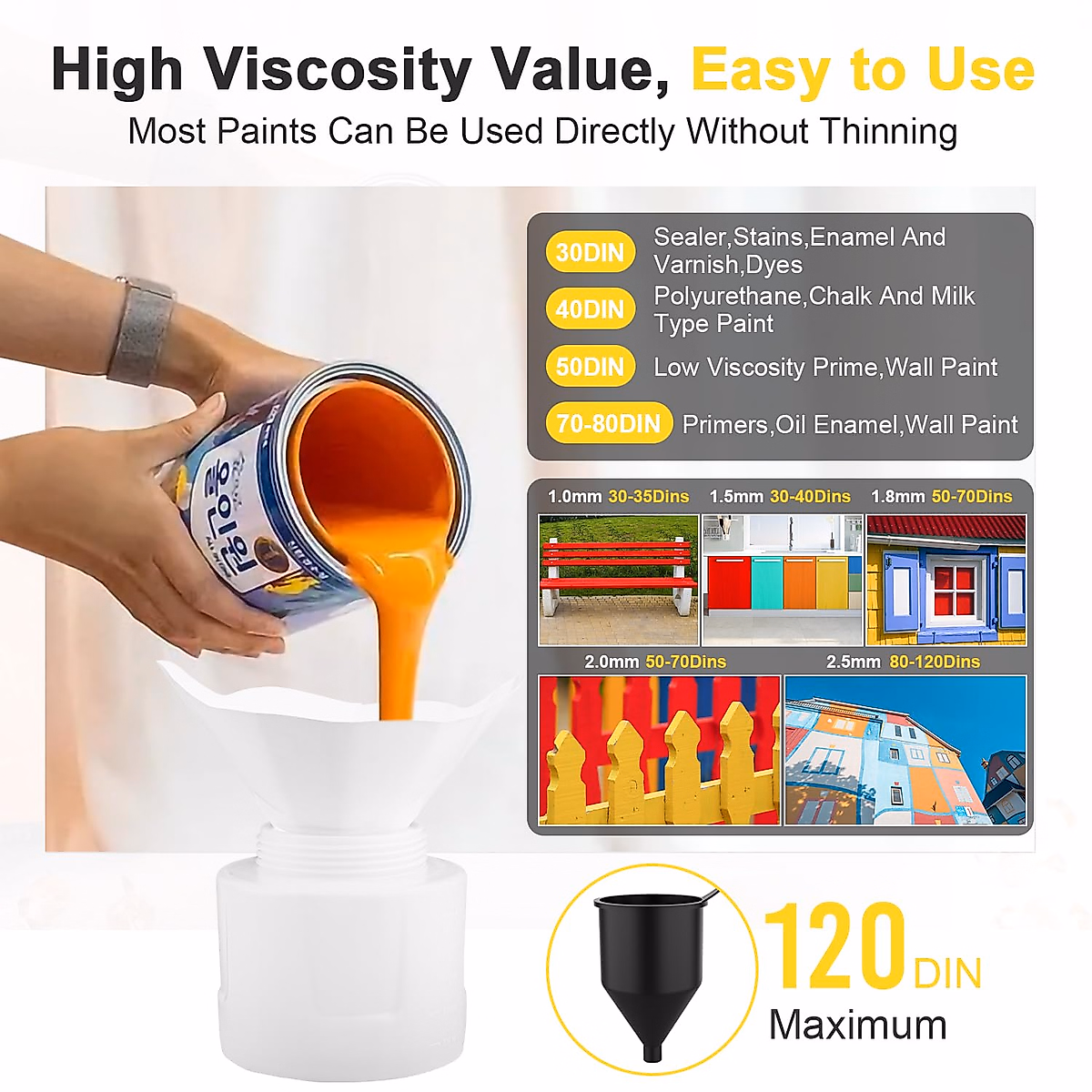 Electric Paint Sprayer, EASGIU 800W HVLP Spray Gun, Fence Stain Sprayer 6 Copper Nozzles 3 Spray Modes, Small Airless Paint Sprayers for Home Interior and Exterior, House Painting, Furniture, Walls