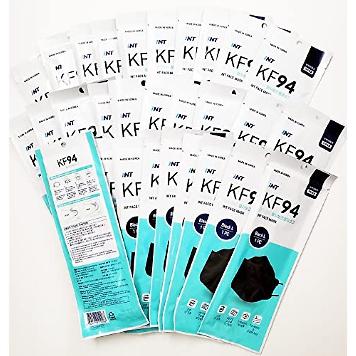 INT 【 30 Pack Black Mask Certified, 4-Layered Face Safety, Patented Adjustable Earloop, Individually Sealed Package MADE IN KOREA