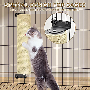 2 Pack Wall Mounted Cat Scratching Post 3 in1 Cage Wall Mounted Rope Cat Scratcher Post Replacement Cat Claw Scratcher Tree for Indoor Cats or Kittens Cat Wall Shelves Climbing Furniture (Sisal)