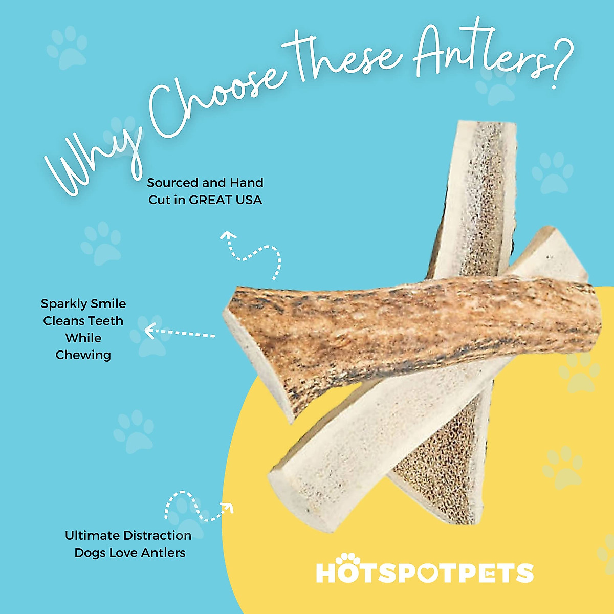 hotspot pets Split Elk Antlers for Dogs X-Large 8+ Inches- Premium Elk Antlers for Dogs 50+Lbs (2 Pack) Naturally Shed Antler Bone for Large Breed Aggressive Chewers -Sourced in USA