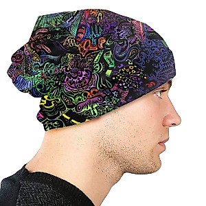 Trippy Psychedelic Art (2) Beanie Men Women Unisex Skull Knit Hat Cap