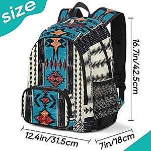 Pardick Ethnic Aztec School Backpacks for Girls Boys Teens Students - Aztec Print College Schoolbag Book Bag - Water Resistant Travel Backpacks for Women Men