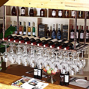 Ceiling Wine Glass Holder, Stemware Rack, Bar Floating Wine Rack Wine Goblet Holder, Adjustable High Hanging Wine Goblet Rack -Vintage Bronze (Size : 60×35cm(24×14inch))