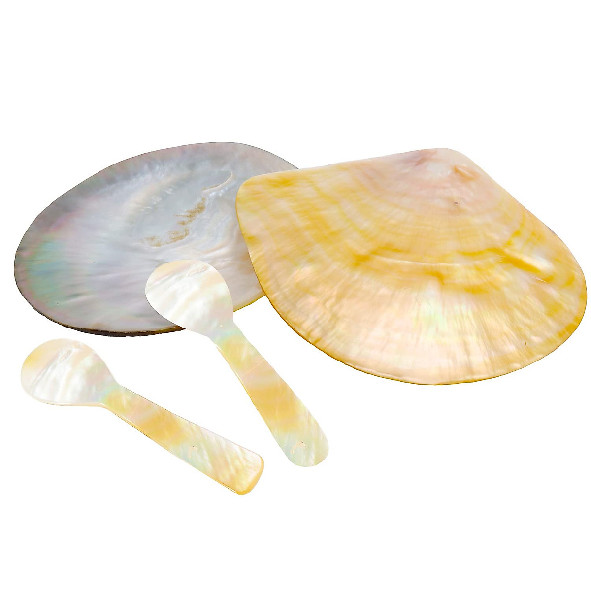 4 PCS Handmade Caviar Server Set,Black/Gold Mother of Pearl Caviar Dish and 2 Pearl Spoon for Caviar Jewelry Christmas Gift