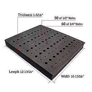 POWERTEC 71046 Router Bit Tray for 110 Bits, 1-5/16” Thick, 50 1/2 inch and 60 1/4 inch Shank Router Bits,Black