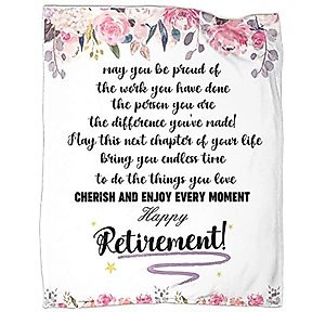 BUUGVIIL Retirement Gifts Retirement Blanket Retired Throw Floral Blankets for Boss Coworker Friend Farewell Gifts 50X60 in