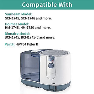 SUNRRA HWF64 Humidifier Filter for Sunbeam Humidifier Filter B, SCM1746, Long-Last & Sturdy, Fits Holmes HM1746, HM-1745 and Bionaire BWF64, 3 Pack