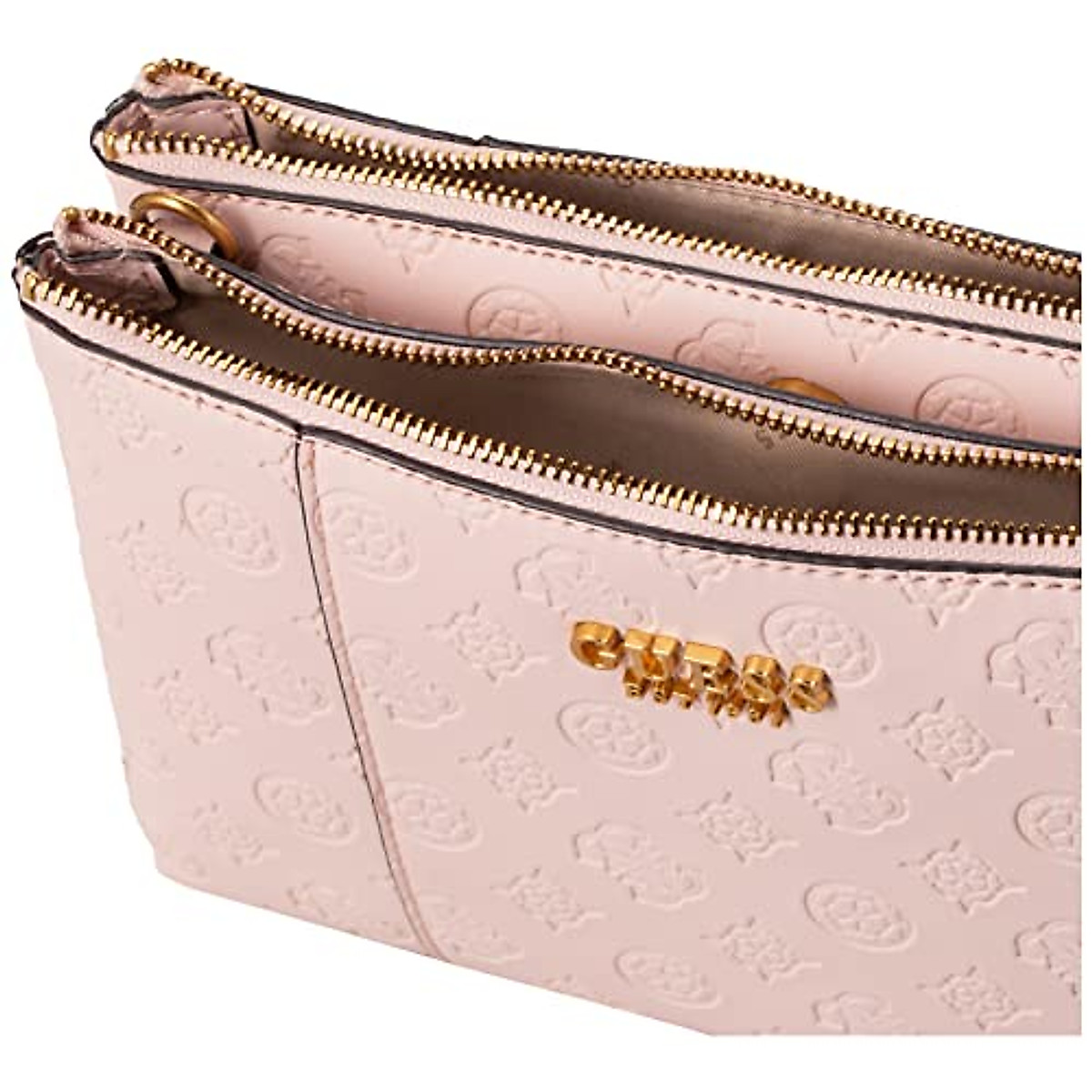 GUESS womens Noelle Double Zip Crossbody, Light Rose Logo, one size US