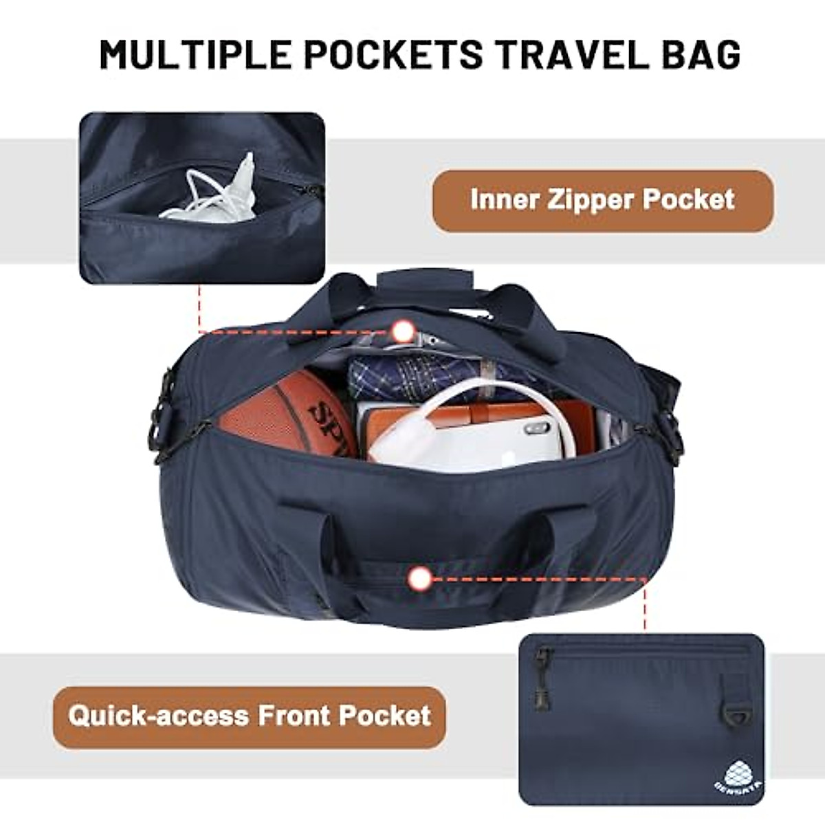 Densata Travel Duffle Bag, 80L Sports Gym Bag Expandable Duffle Backpack Weekender Overnight Bag Carry on Bag