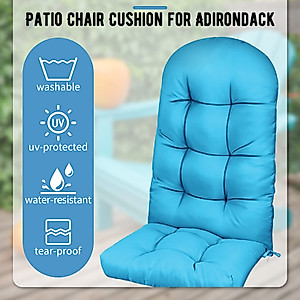 Vemkyrio 4 Pack Adirondack Chair Cushion, Waterproof&Fade-Resistant Rocking Chair Cushion - High Back Patio Cushions Lengthen, Thickened Patio Chair Pad for Outdoor and Indoor (Blue)