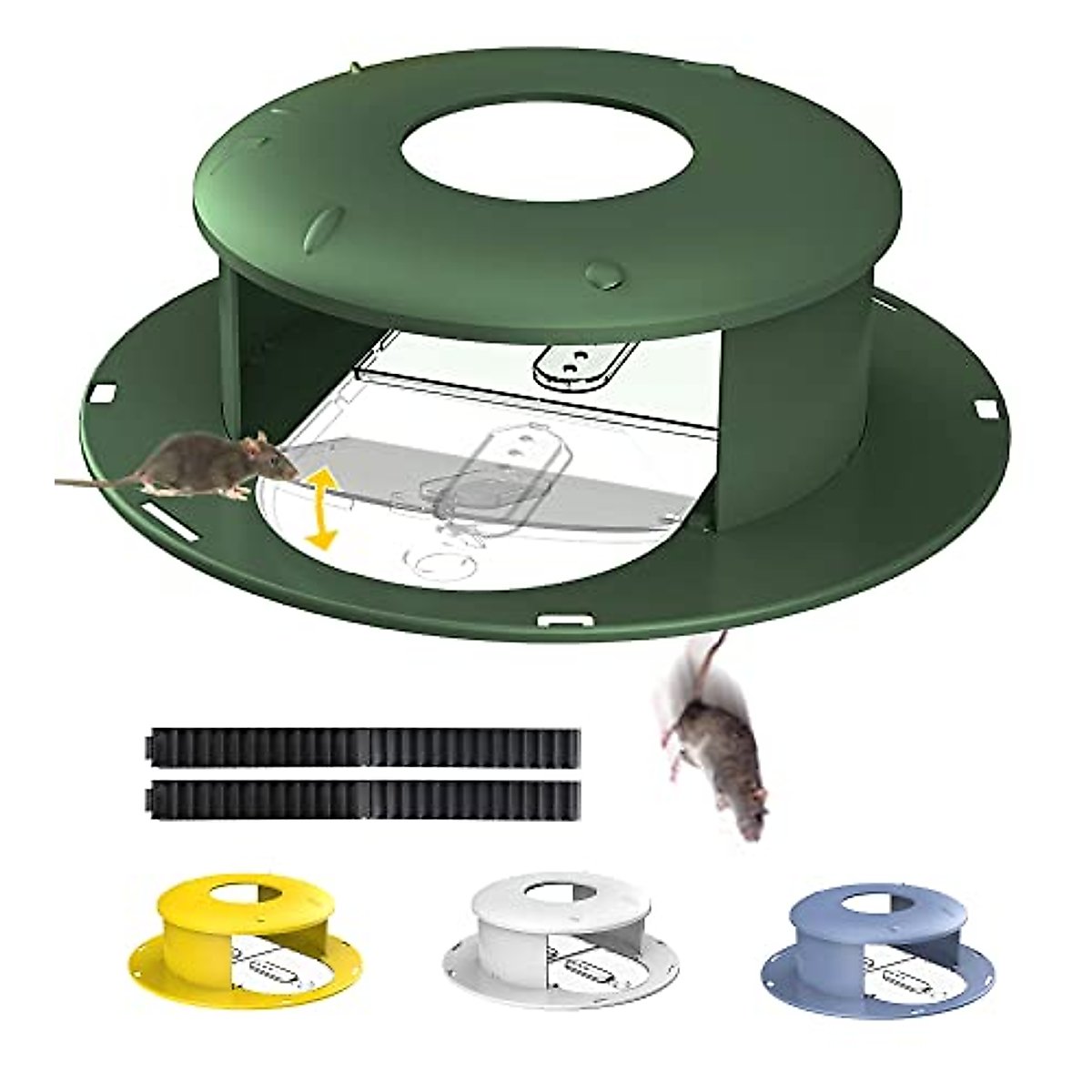 [Upgrate] Mouse Trap Bucket by CRILEAL, Rat Trap with Auto Reset Door Style, Bucket Lid Mouse Trap, Reusable Live Mouse Trap Fit 5Gallon Bucket, Mice Trap for Garden/Indoor& Outdoor,Green