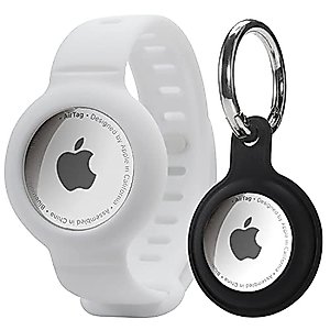 Vault Compatible with Apple AirTags Case for AirTag Keychain (2021) - White Watch Bands and Black Case [Device Not Included] AirTag Holder