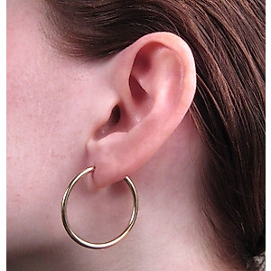 Medium 14K Yellow Gold Continuous Endless Hoop Earrings (2mm Tube) (30mm)