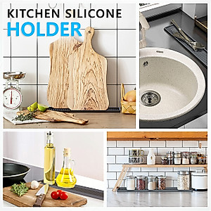 ZAPPOWARE Kitchen Sink Narrow Silicone Holder Tray 18"x3.1", Vanity & Bathroom Organizer, Bar Coffee Service Mat, Gray