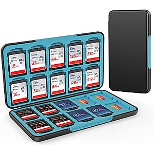 HEIYING Memory Card Case for SD Card and TF Card, Portable SD Card Holder SD SDHC SDXC TF Card Storage with 20 SD Card Slots & 20 Micro SD Card Slots