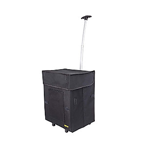 dbest products Bigger Smart Cart, Black Collapsible Rolling Utility Cart Basket Grocery Shopping Teacher Hobby Craft Art