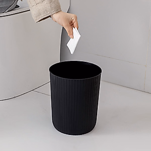 JiatuA Small Trash Can Plastic Wastebasket 1.5 Gallon Round Garbage Container Bin for Bathroom, Kitchen, Home Office, Dorm, Kids Room, Black