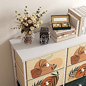 EnHomee Dresser for Bedroom Boho Dressers & Chest of Drawers Small Dresser with 6 Storage Drawers Cute Dresser with Wood Top and Metal Frame,31.5" L*11.8" W*27.5" H