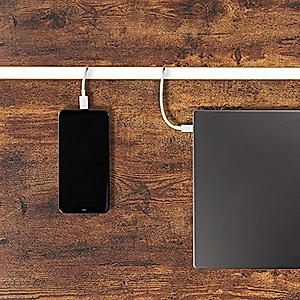 CubiCubi Small Computer Desk 40" Home Office Desk with Storage Table, Modern Writing Style PC Table with Mobile Phone Bracket and Hooks, Rustic Brown
