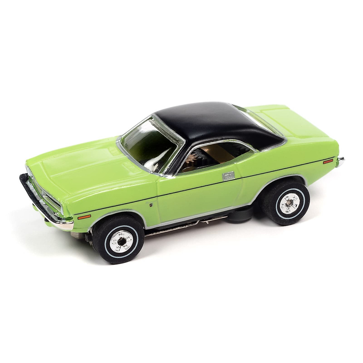 Auto World Thunderjet OK Used Cars 1970 Plymouth Barracuda Gran Coupe (Green) HO Scale Slot Car