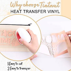 Tintnut Boho Color Heat Transfer Vinyl - 18 Sheets 12 X10 Inche Neutral Tone Brown HTV Vinyl Aqua Iron On Vinyl Beige/Brown/Tan/Light Lilac HTV for T-Shirts Compatible with Silhoutte Cameo