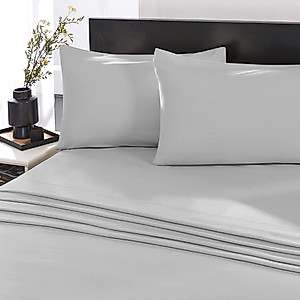 Deconovo Bed Sheets California King Sheet Sets Light Grey Cal King Microfiber 16" Deep Pocket 1800 Thread Count Luxury Comfort Bedding Silky Soft Touch 4 Pieces Pillowcases Flat Sheet & Fitted Sheet
