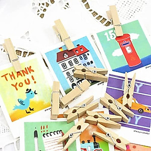 U-M 50Pcs Small Size 30Mm Mini Natural Wooden Clips Multifunction Craft Decoration Clips Photo Paper Peg Clothespin Useful