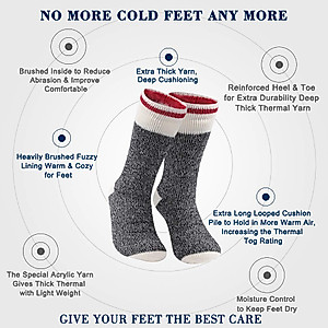 Three street Thermal Socks for Men, Heavy Thermal Thick Heat Trapping Insulated Heat Boot Thermal Comfort Warm Outdoor Skating Hiking Snowboarding Cold Weather Socks for Skiing Valentines Gift 1 Pair