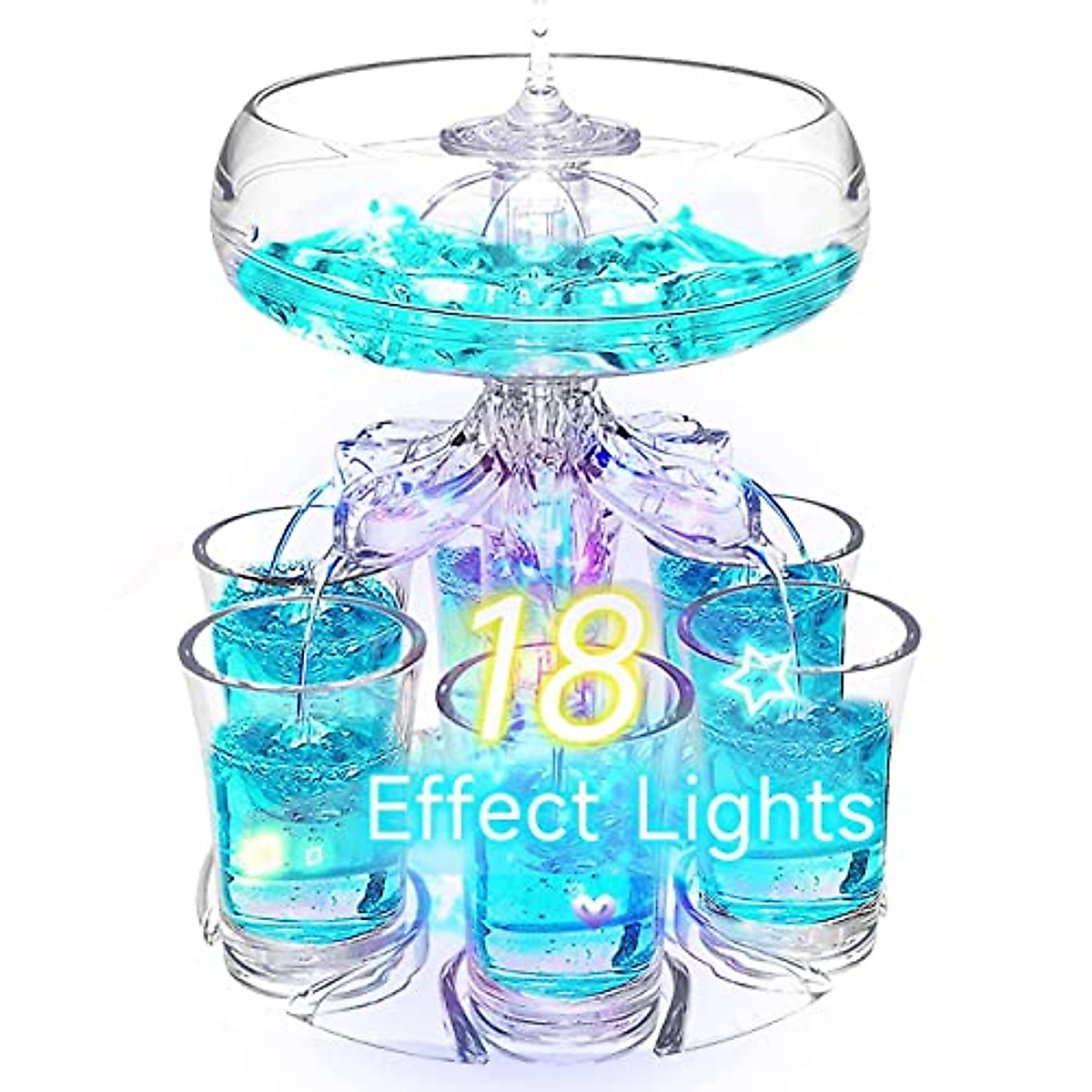 Zcvtbye Shot Dispenser Liquor Dispenser with 6 Shot Glasses Set + 18 Effects Lights Party Drink Dispenser for Beverage | Cider | Cocktail - Fun Bar Accessories Home Gifts (V2 LED)