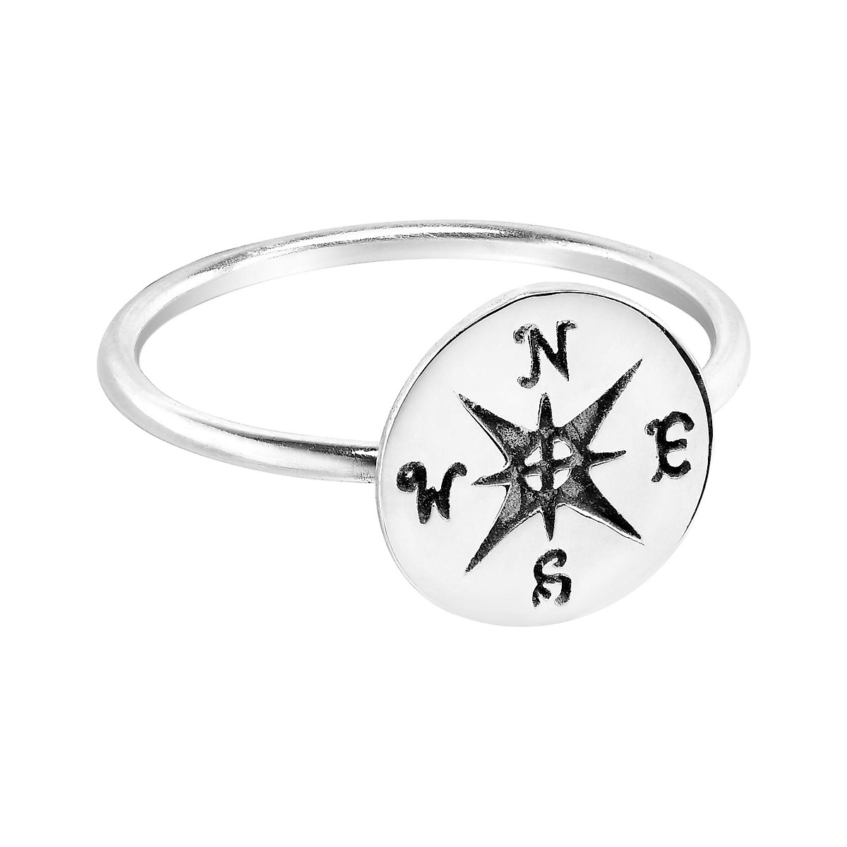 AeraVida Fashionable Voyage Anchor .925 Sterling Silver Nautical Compass Ring | Statement Fashion, Promise Ring, Couple Unisex Ring | Size 5