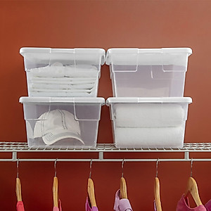 Sterilite 16448012 16 Quart/15 Liter Storage Box, White Lid with Clear Base, 12-Pack