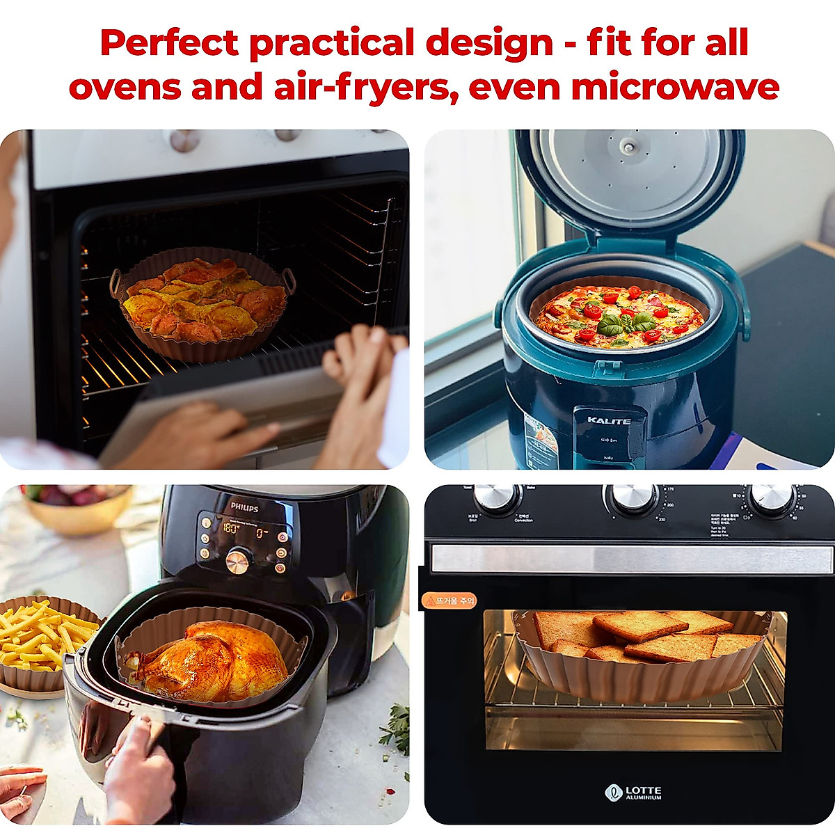 Dr.KYS Silicone Air Fryers Liners, Set Of 2, 8 Inch UPGRADED Eco-Friendly & Reusable Air Fryer Liners, Durable Heat Resistant, Easily Cleaning Silicone Air Fryer Basket