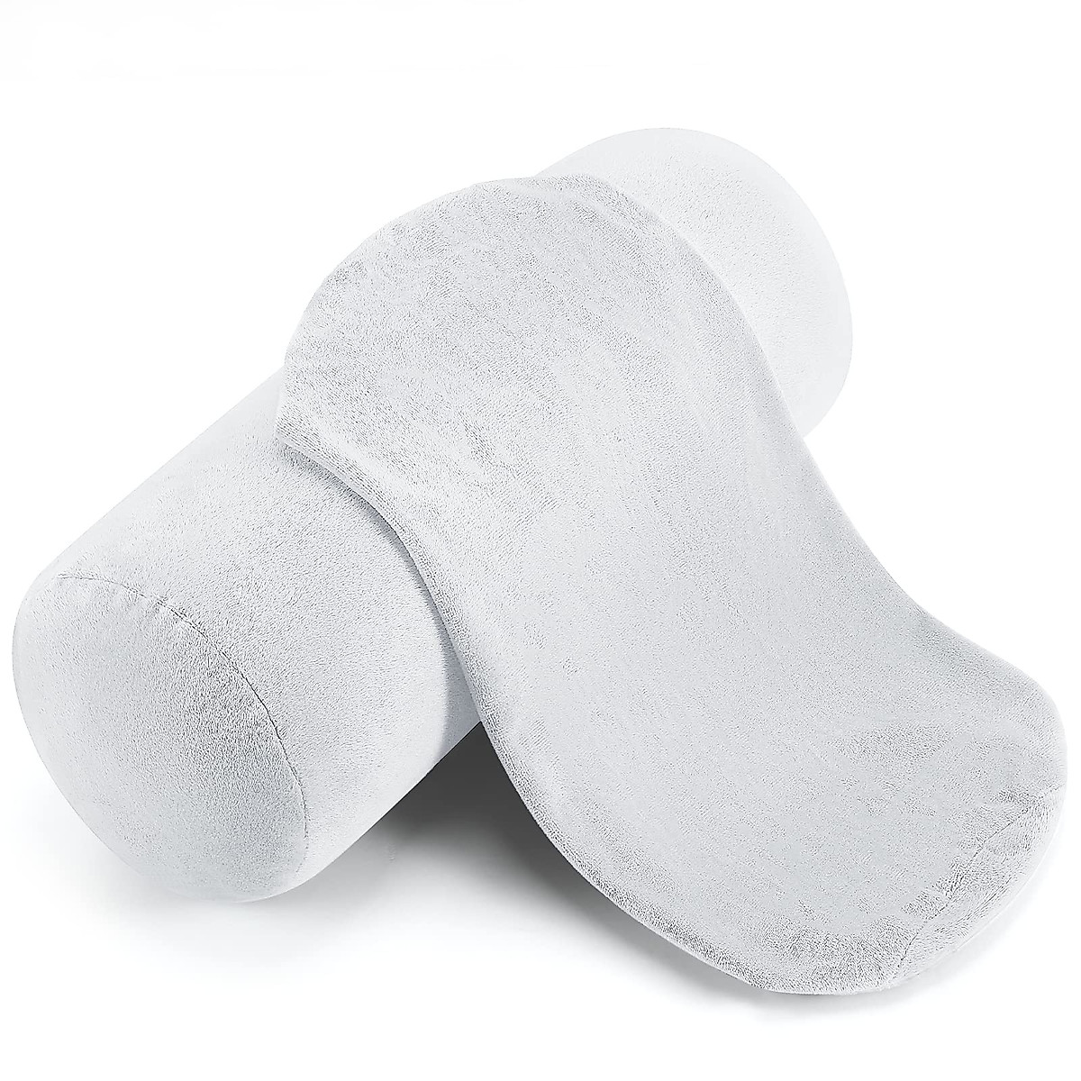 Newwiee 2 Pcs Neck Roll Pillow Cover 17x7 Inch Round Cervical Pillow Covers with Zipper Cylinder Neck Roll Pillowcase Soft Bolster Pillowcases for House Home Decor Cylindrical Cushion(White)