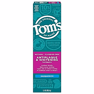 Tom's of Maine Antiplaque & Whitening Fluoride-Free Peppermint Toothpaste, 5.5 oz